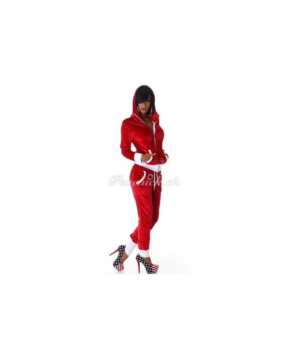 Jogginganzug Jela London - Nickistoff - Rot/Weiss Zweiteiler