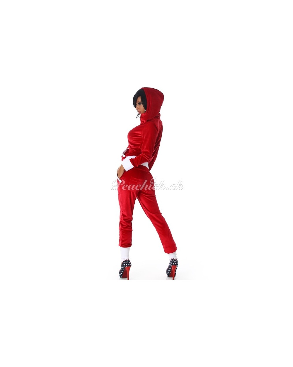 Jogginganzug Jela London - Nickistoff - Rot/Weiss Zweiteiler